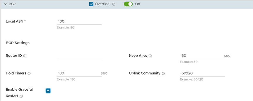 VeloCloud SD-WAN 6.4 - Administration Guide - Configuring Dynamic Routing with OSPF or BGP - Arista